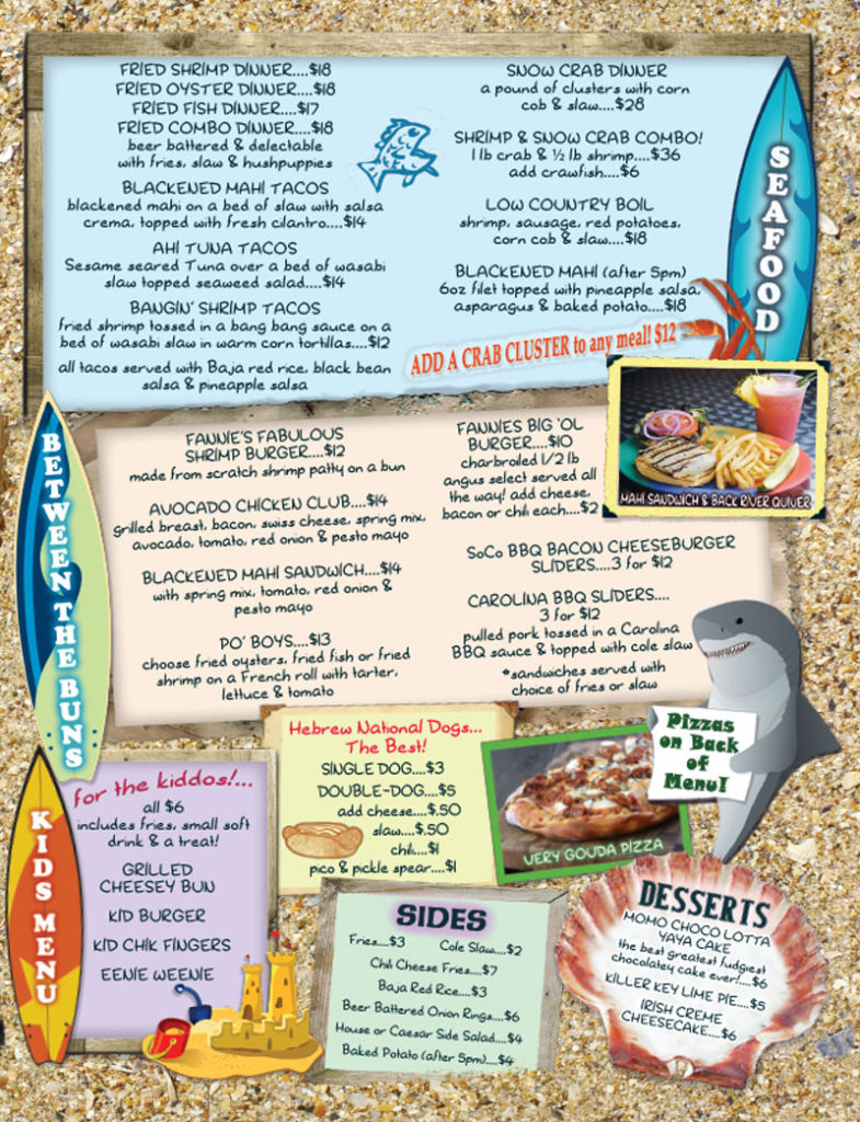 Menu – Fannies on the Beach