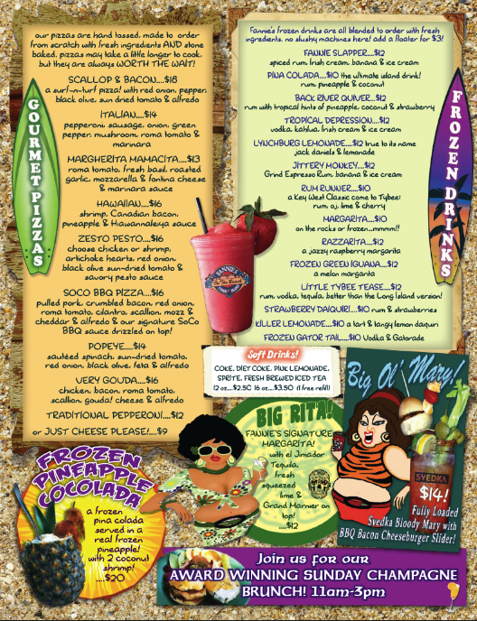 Menu – Fannies on the Beach